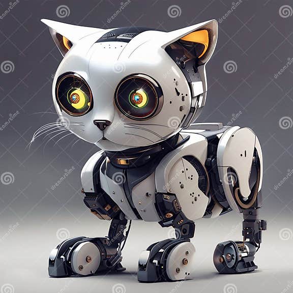 Robot Cat Character Design Background Stock Illustration - Illustration ...