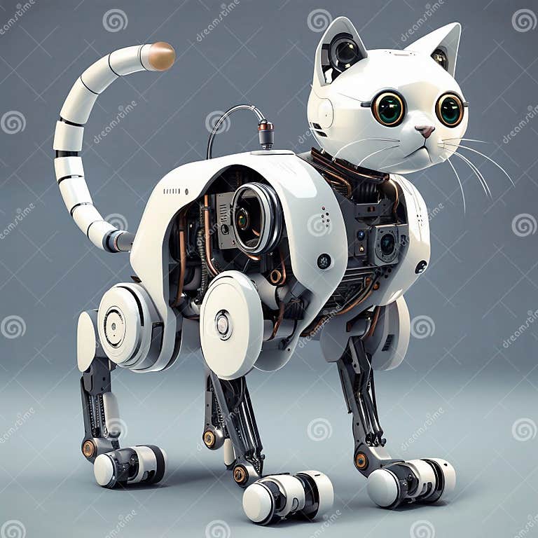 Robot Cat Character Design Background Stock Illustration - Illustration ...