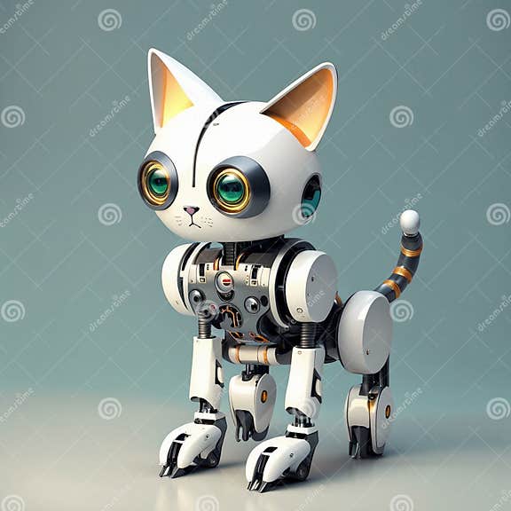 Robot Cat Character Design Background Stock Illustration - Illustration ...