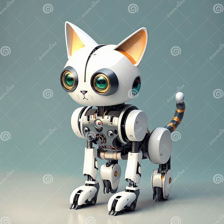 Robot Cat Character Design Background Stock Illustration - Illustration ...