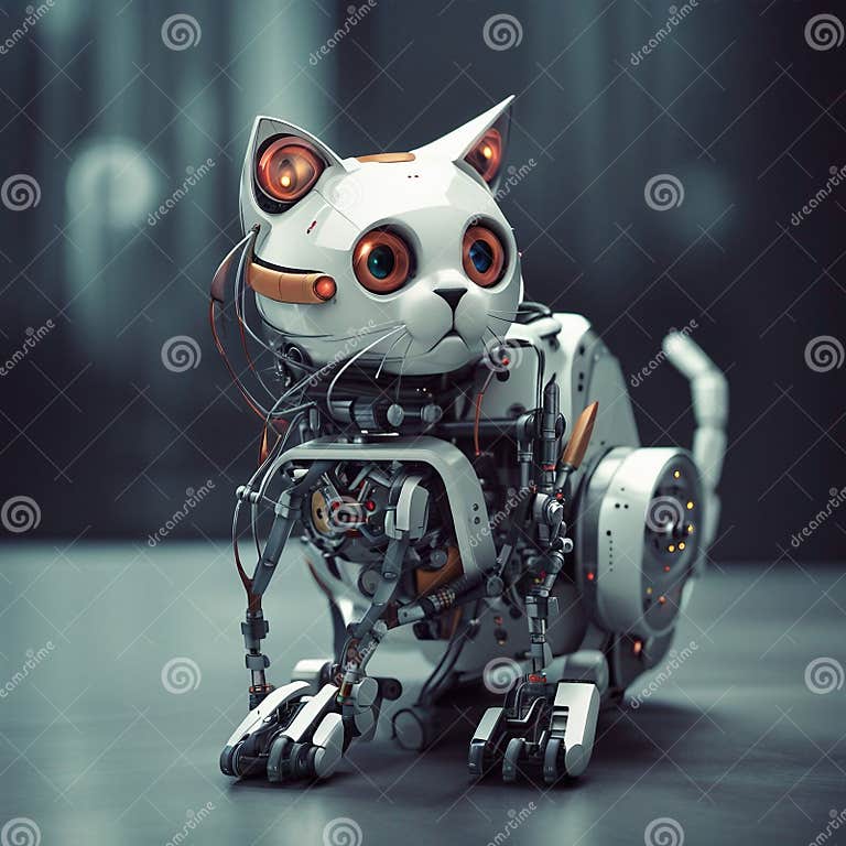 Robot Cat Character Design Background Stock Illustration - Illustration ...