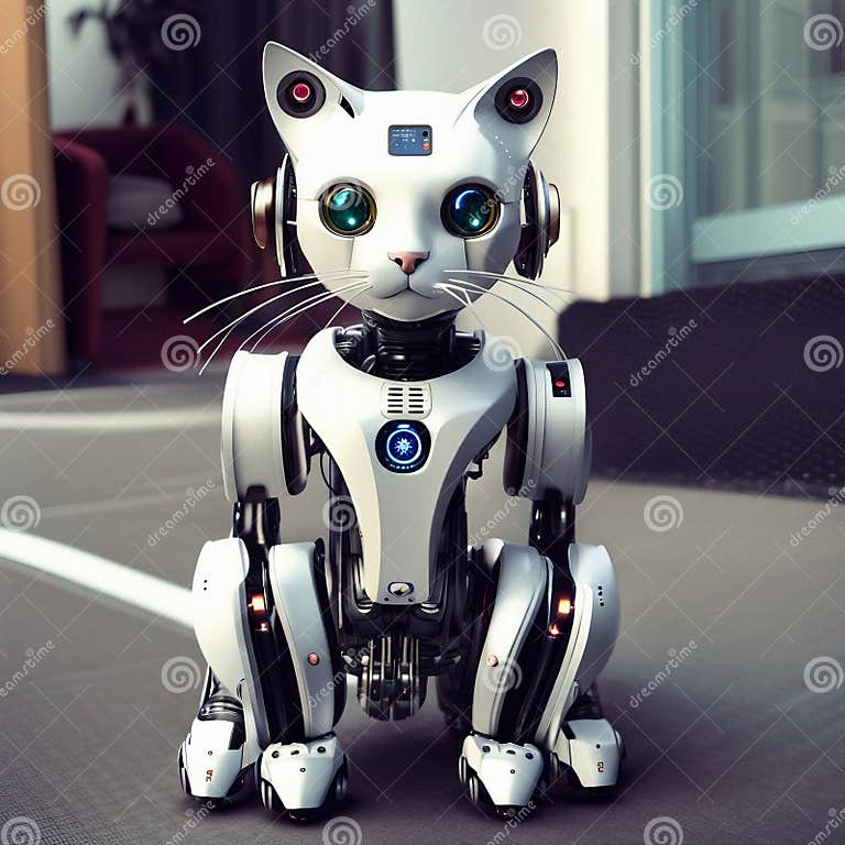 Robot Cat Character Design Background Stock Illustration - Illustration ...