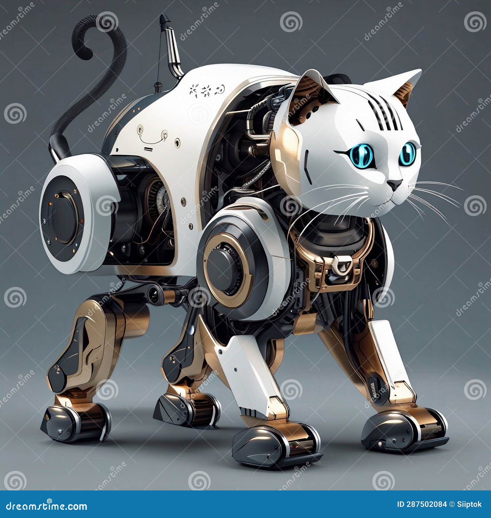 Robot Cat Character Design Background Stock Illustration - Illustration ...