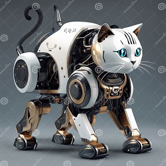 Robot Cat Character Design Background Stock Illustration - Illustration ...