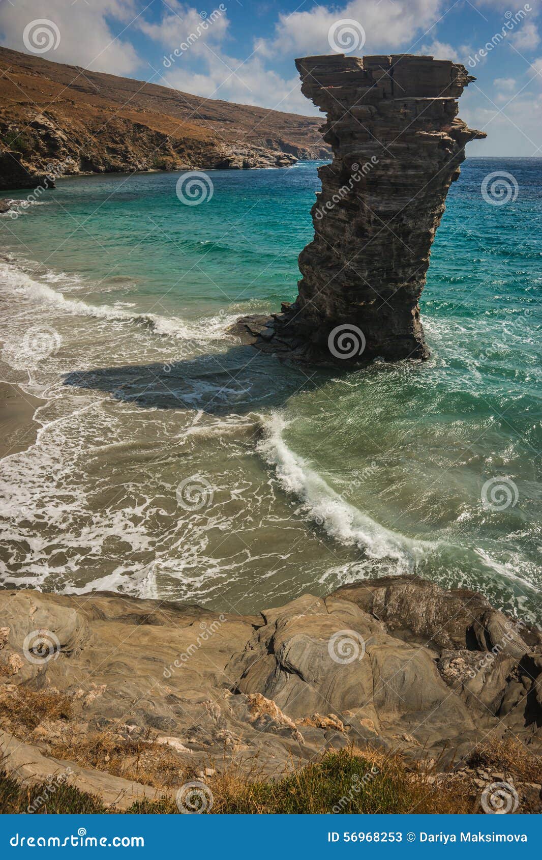 Unique Rock Formations on the Beach Grias Pidima, Andros, Greece Stock ...