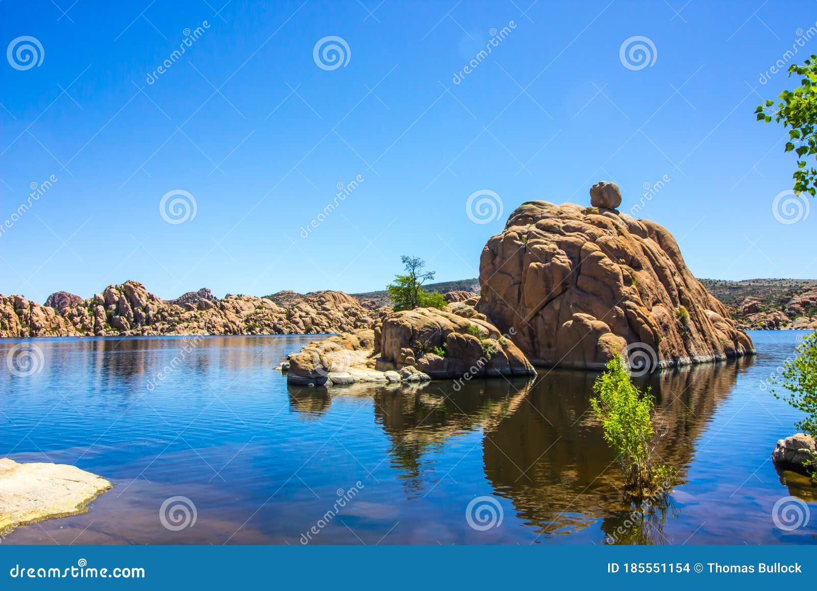 Unique Rock Formation Island in Mountain Lake Stock Photo - Image of ...