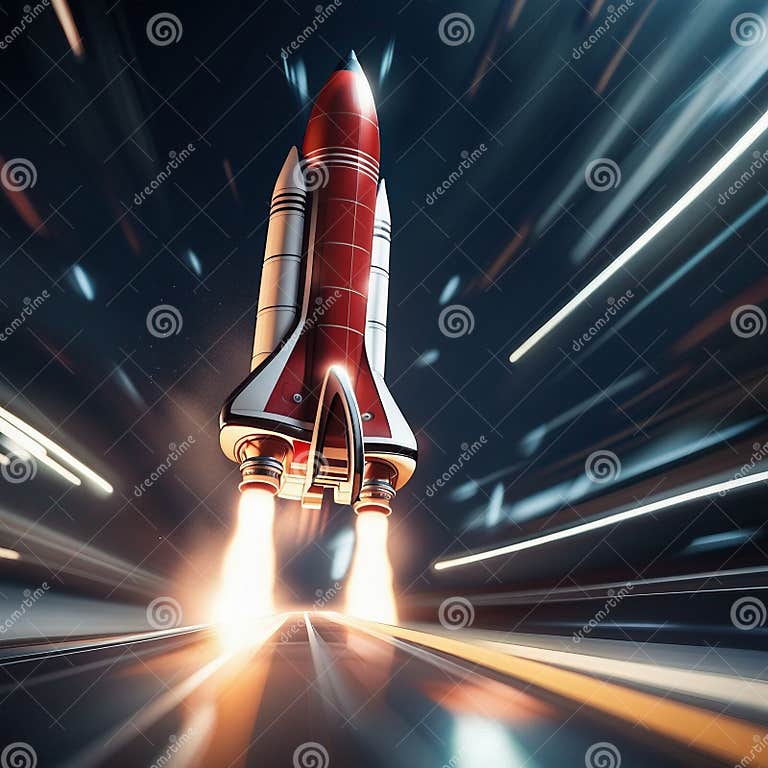 Rocket Background Flying at High Speed Stock Illustration ...