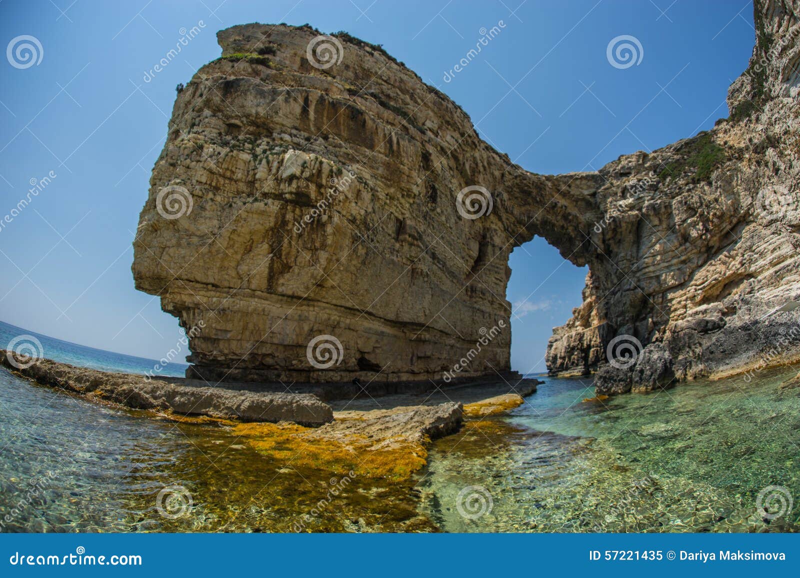 Unique and Scenic Arch in the Cliffs, Paxi, Greece Stock Image - Image ...