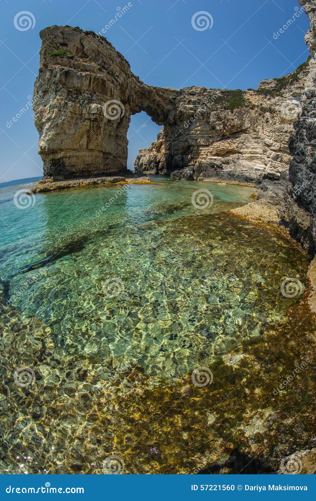 Unique and Scenic Arch in the Cliffs, Paxi, Greece Stock Photo - Image ...