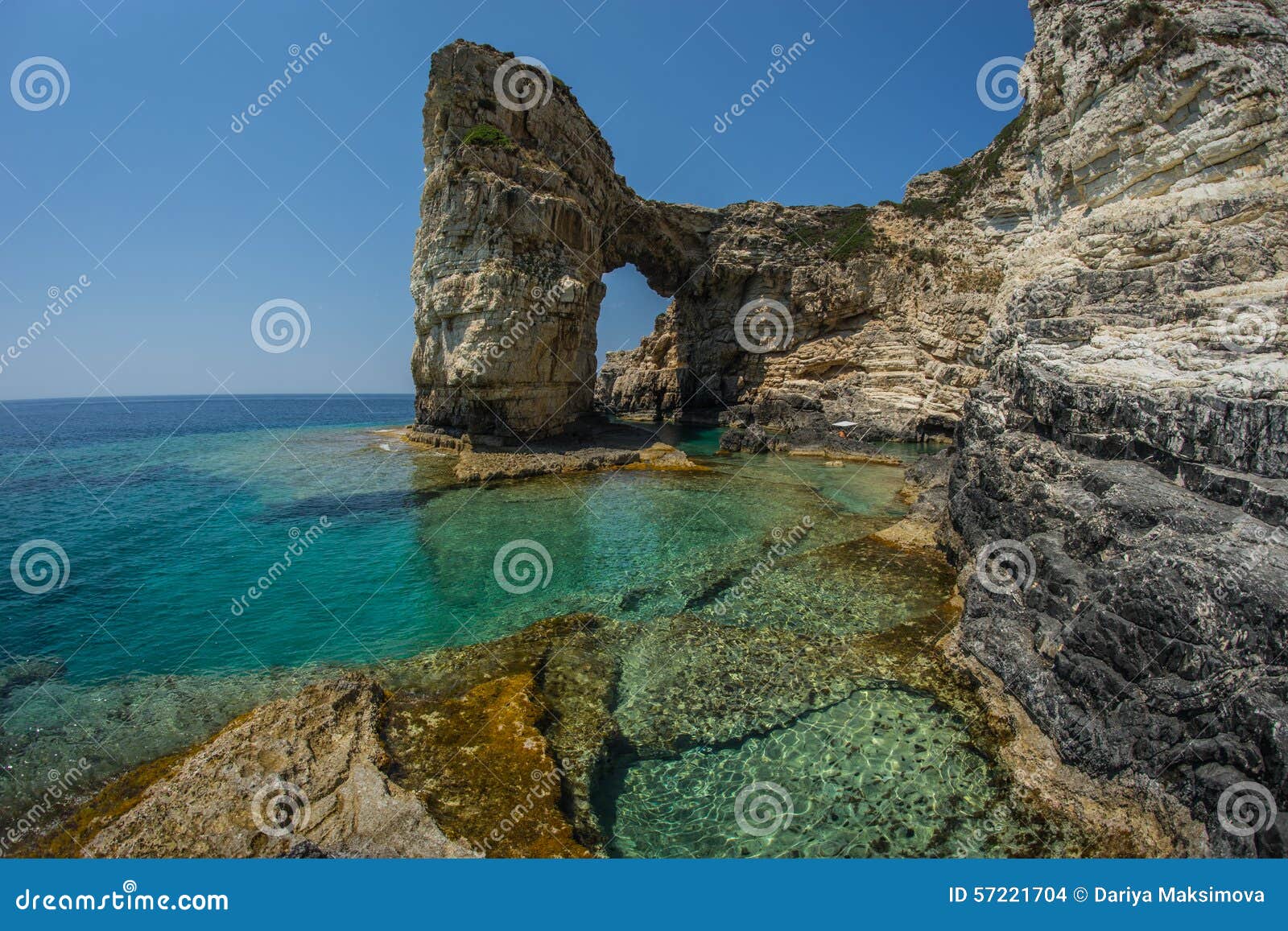 Unique and Scenic Arch in the Cliffs, Paxi, Greece Stock Photo - Image ...
