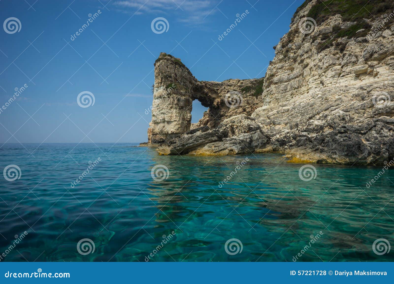 Unique and Scenic Arch in the Cliffs, Paxi, Greece Stock Photo - Image ...