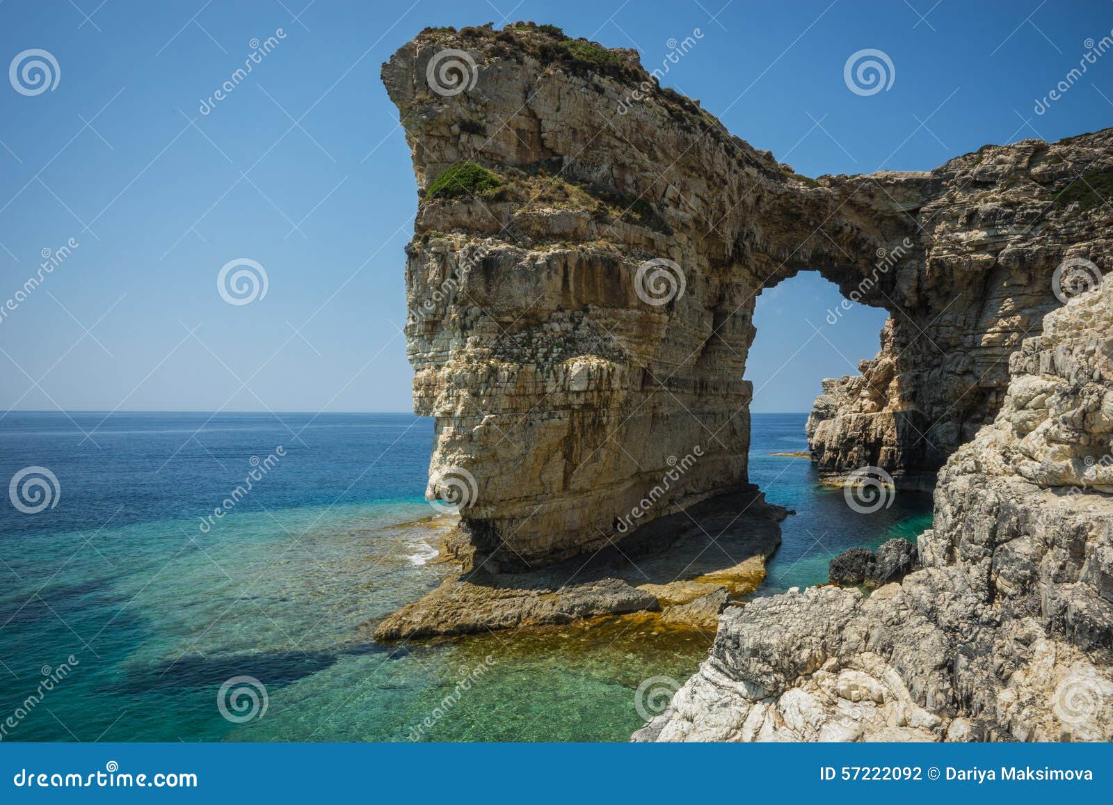 Unique And Scenic Arch In The Cliffs, Paxi, Greece Stock Photography ...