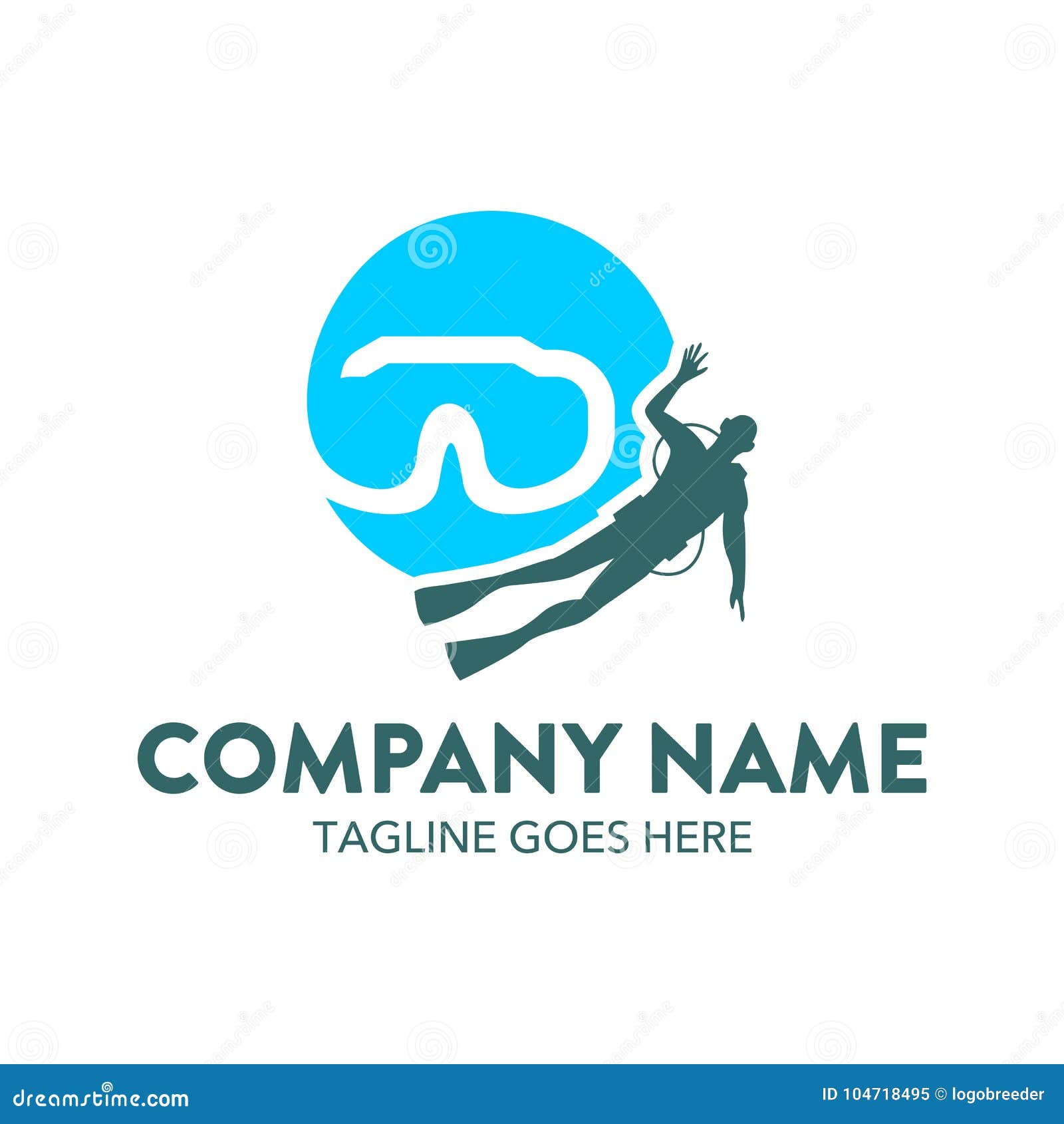 Unique Scuba Diving Logo Template. Vector Stock Vector - Illustration ...