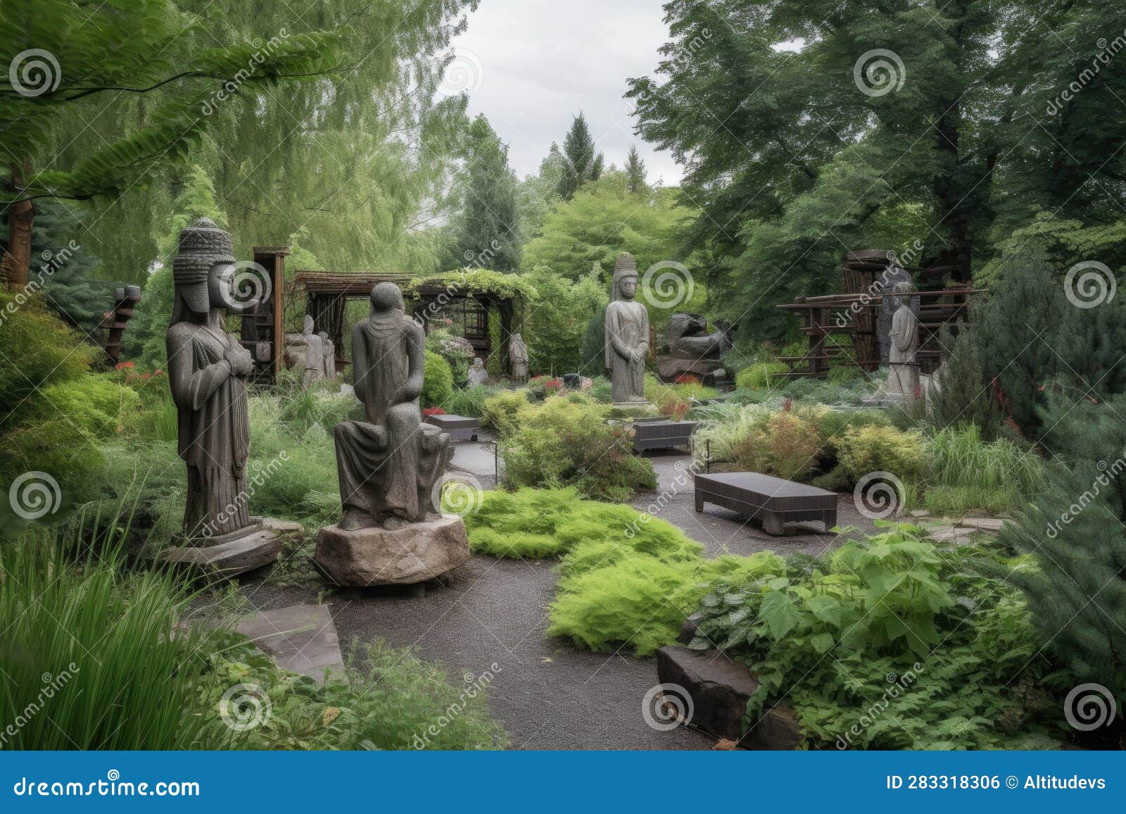 Unique Sculpture Garden, with a Variety of Sculptures and Greenery ...