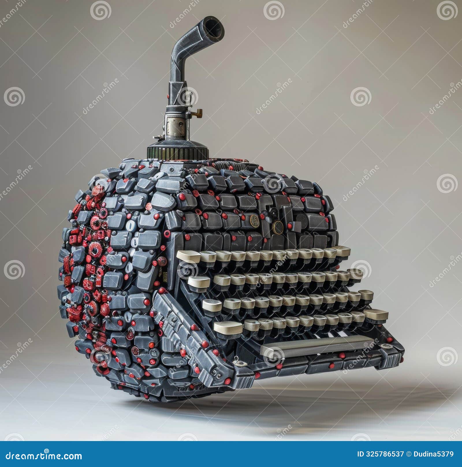 Hand Grenade Sculpture Made of Keyboard Keys with Industrial Pipe ...