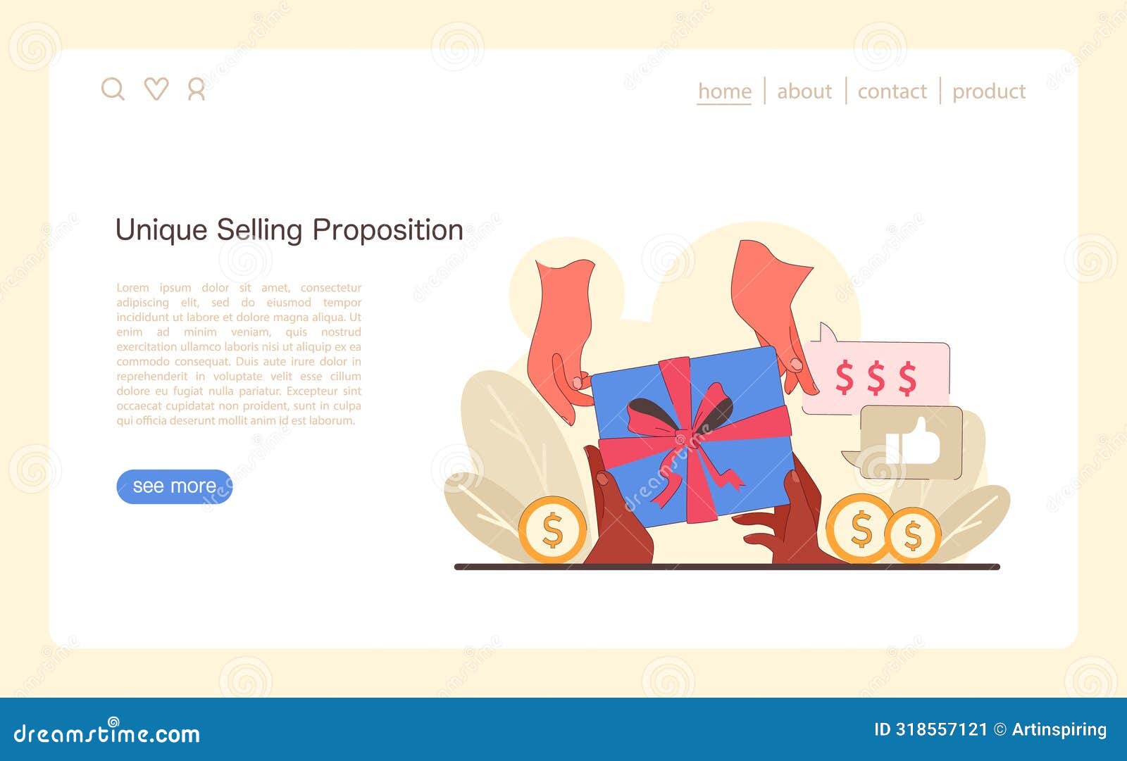 Unique Selling Proposition Concept. Flat Stock Vector - Illustration of ...