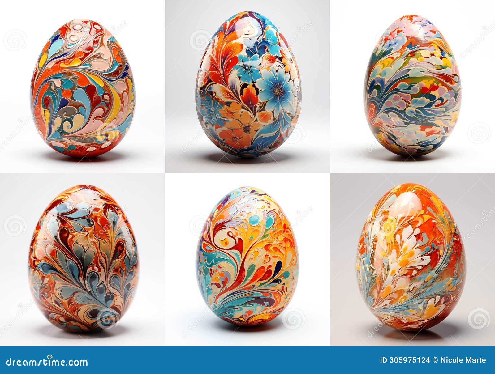 A Unique Set of Colorful Easter Egg Designs Artwork (Impressionism Style Inspired by Monet ...