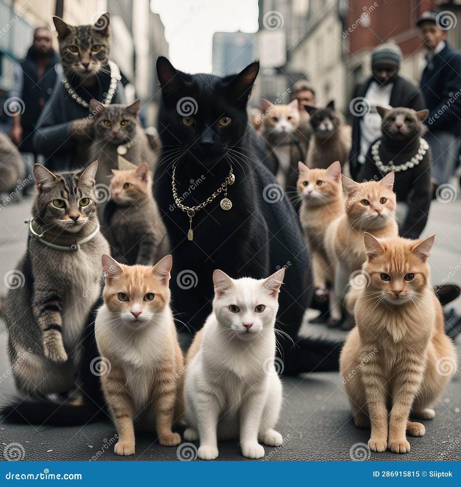 Set of Mafia Gang Cats Background Stock Illustration - Illustration of ...