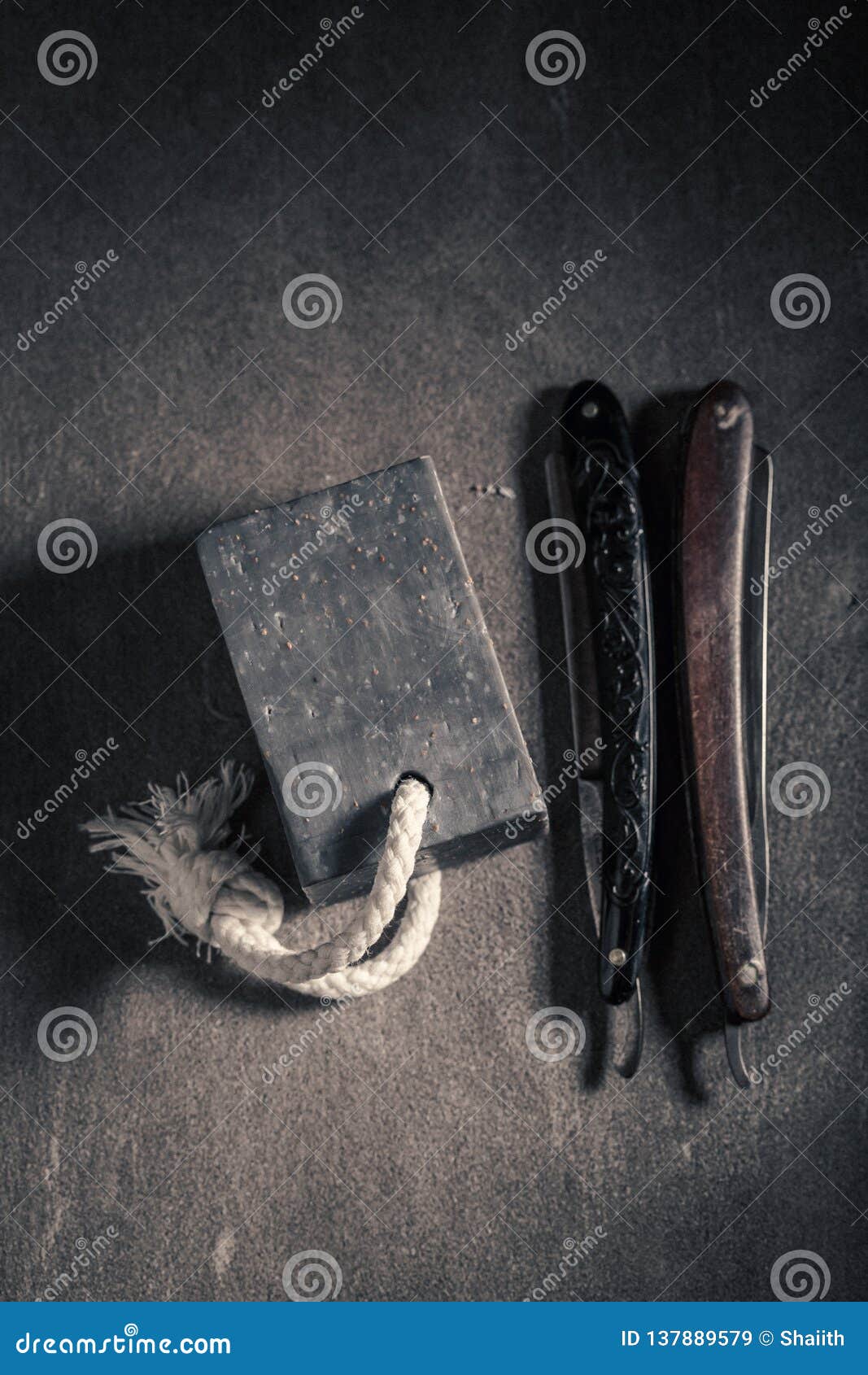 Unique Shaving Set with Old Razor and Grey Soap Stock Image - Image of ...