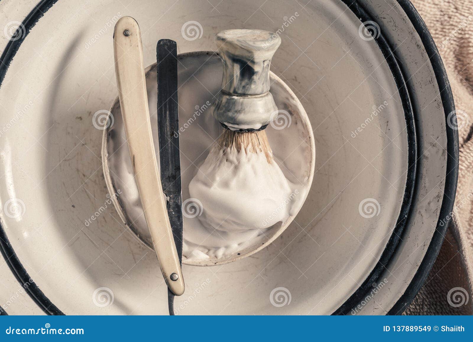 Unique Shaving Set with Old Razor, Soap and Brush Stock Image - Image ...
