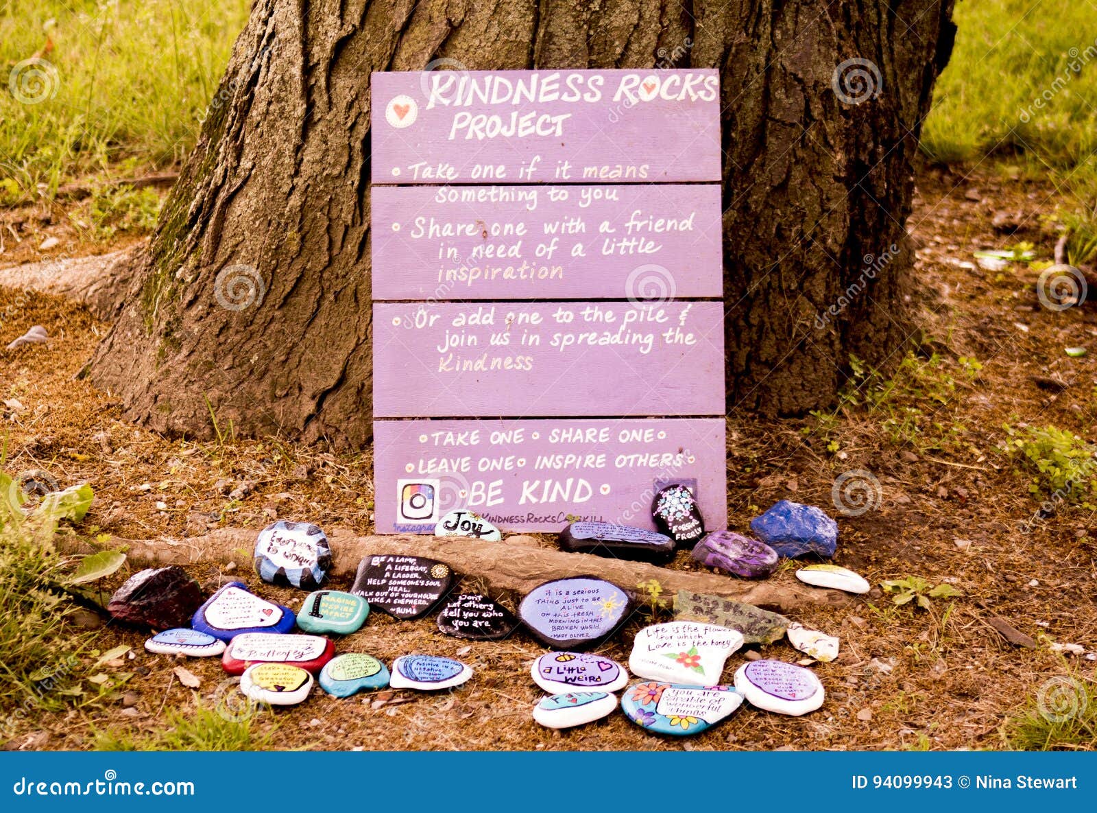 Unique Sign with Kindness Rocks Editorial Stock Photo - Image of ...
