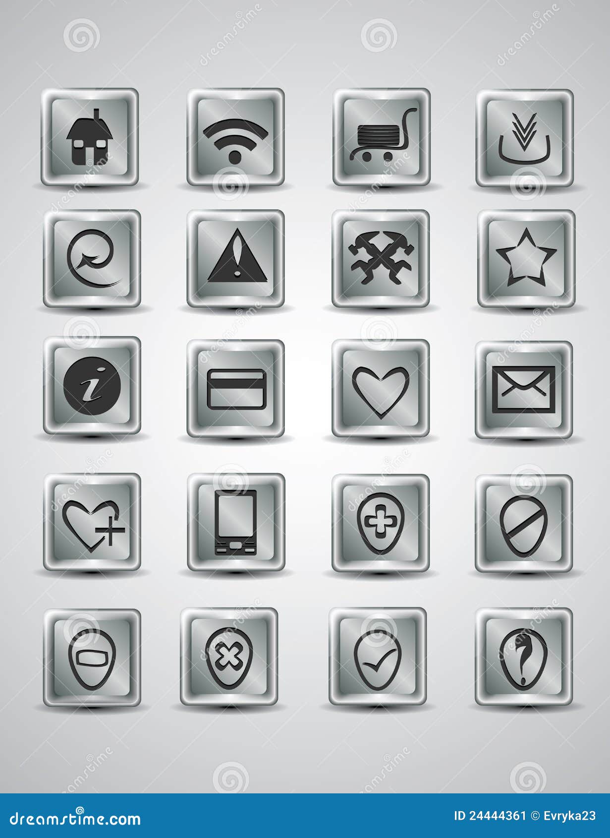 Unique Silver Metallic Icon Set for Your Webpage Stock Vector ...