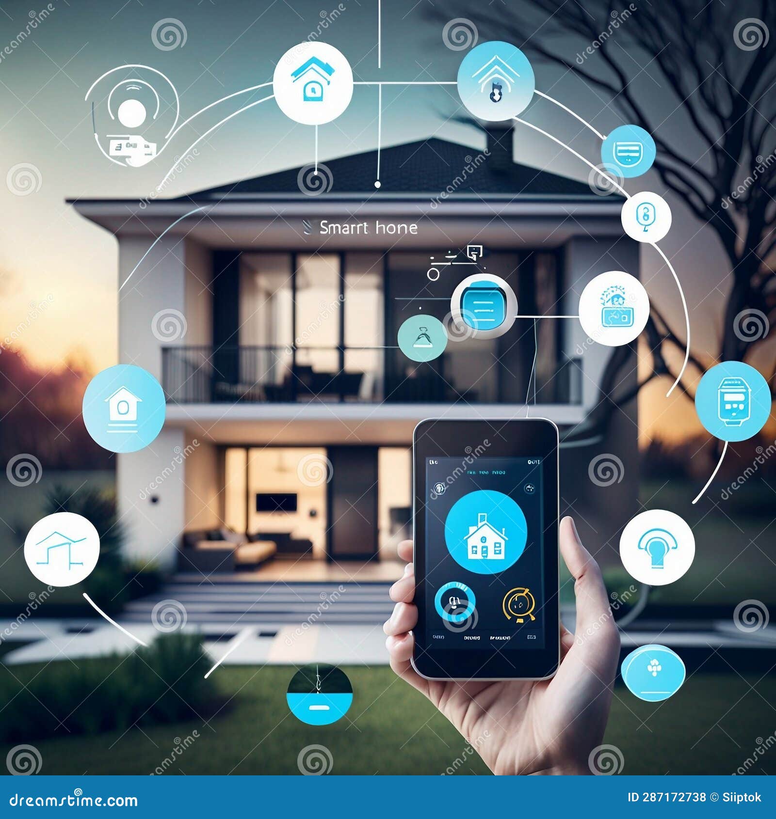 Smart Home System Interior Background Stock Illustration - Illustration ...