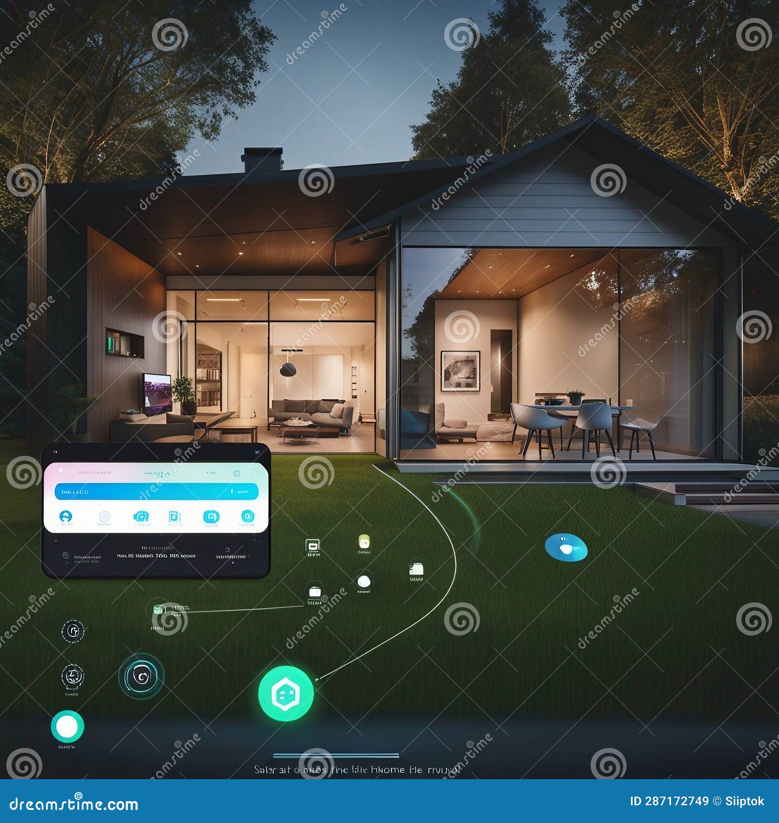 Smart Home System Interior Background Stock Illustration - Illustration ...