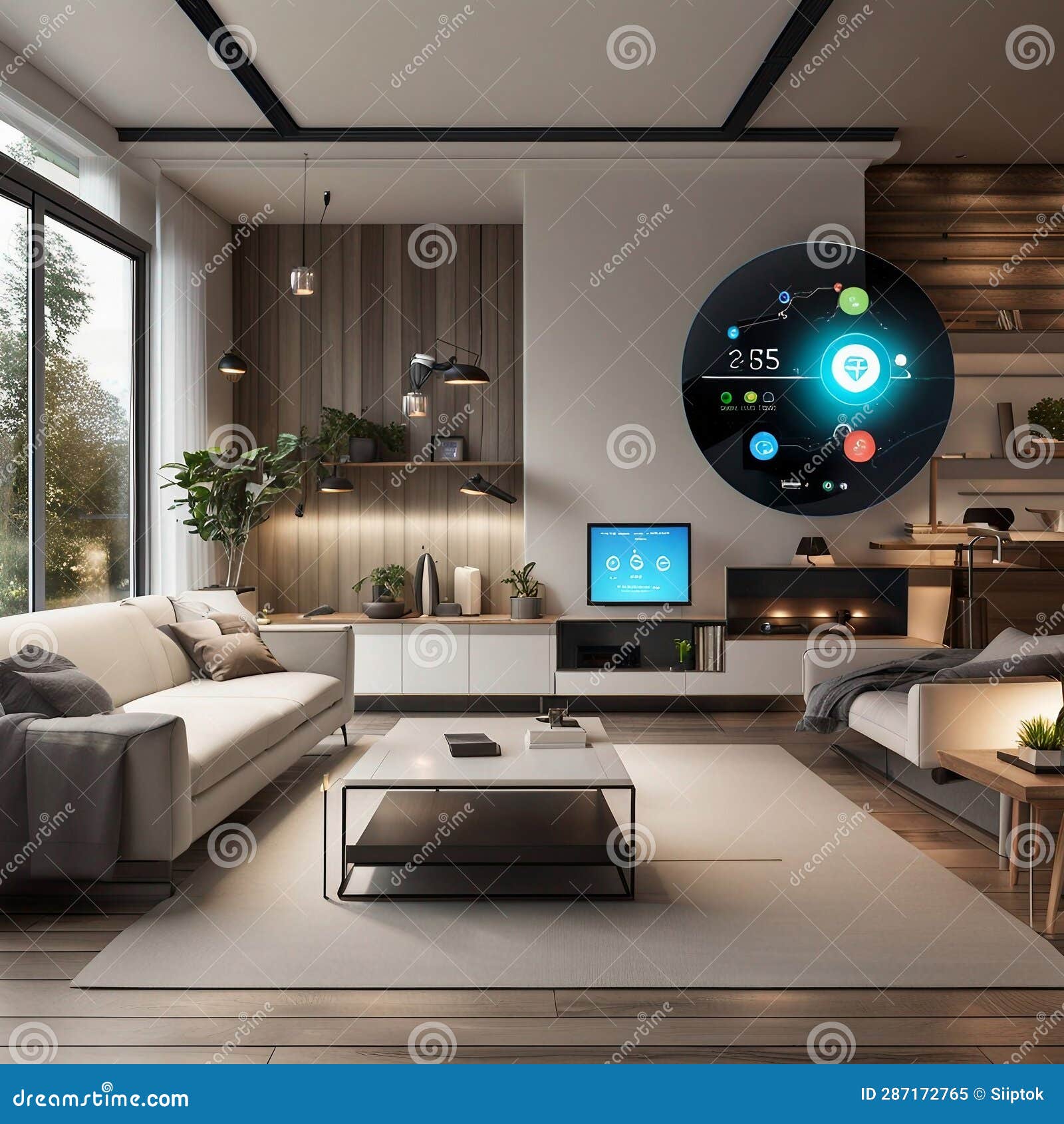 Smart Home System Interior Background Stock Illustration - Illustration ...