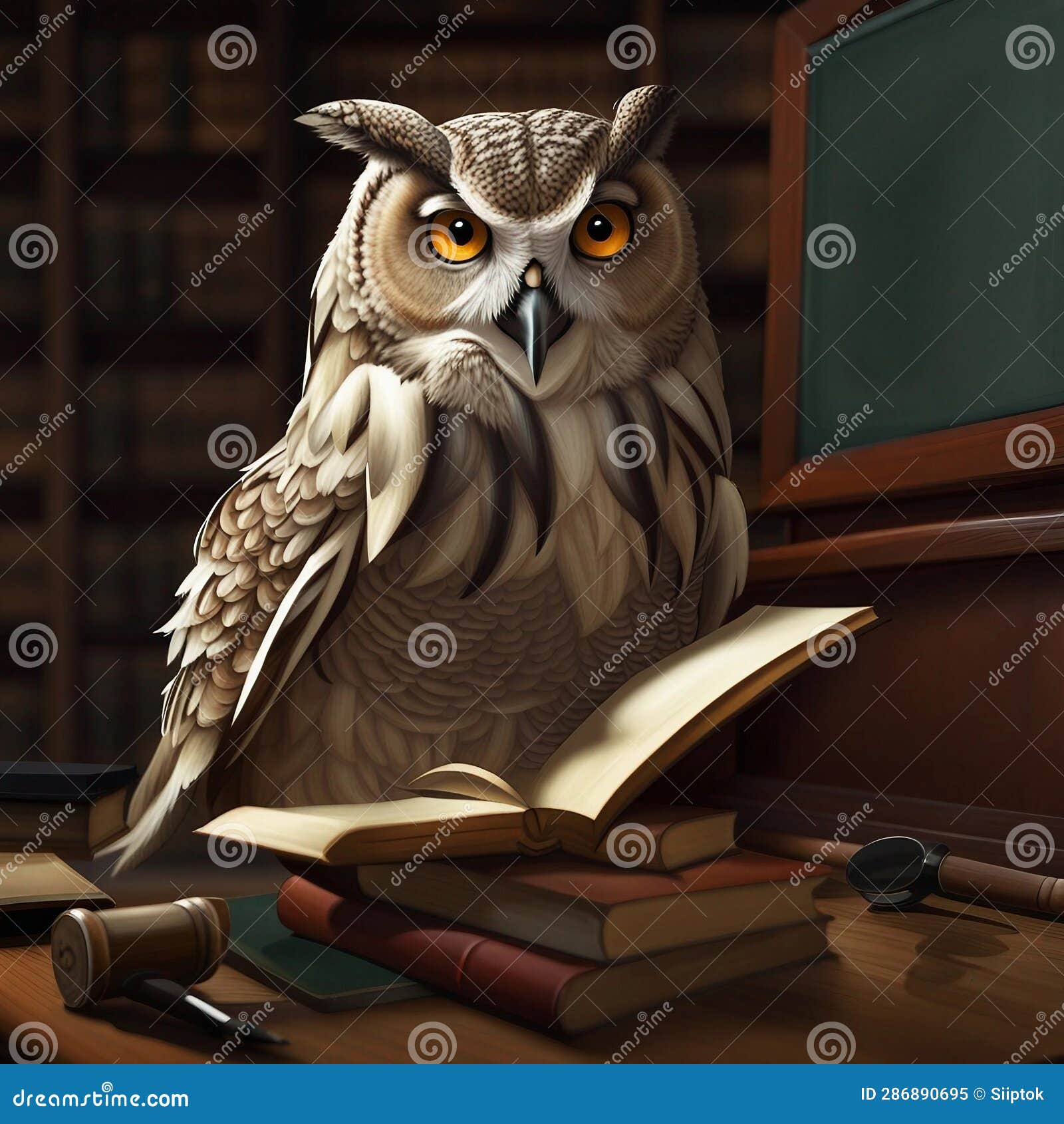 Smart Owl Character Design Illustration Background Stock Illustration ...