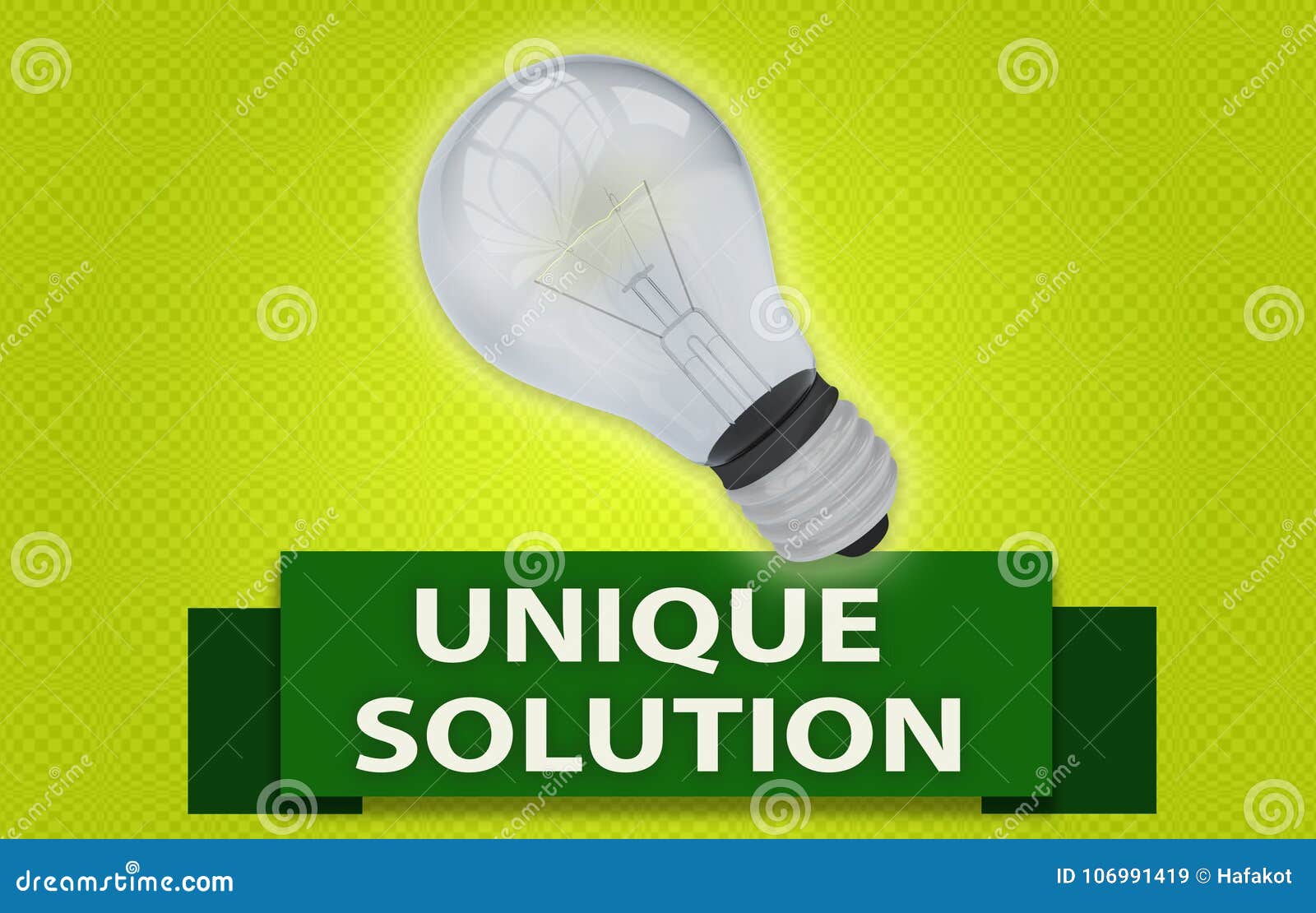 UNIQUE SOLUTION Concept with Banner and Light Bulb Stock Illustration ...