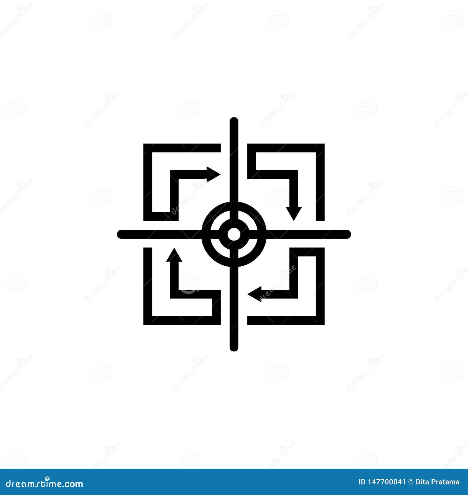 Arrow target square logo. stock illustration. Illustration of cross ...