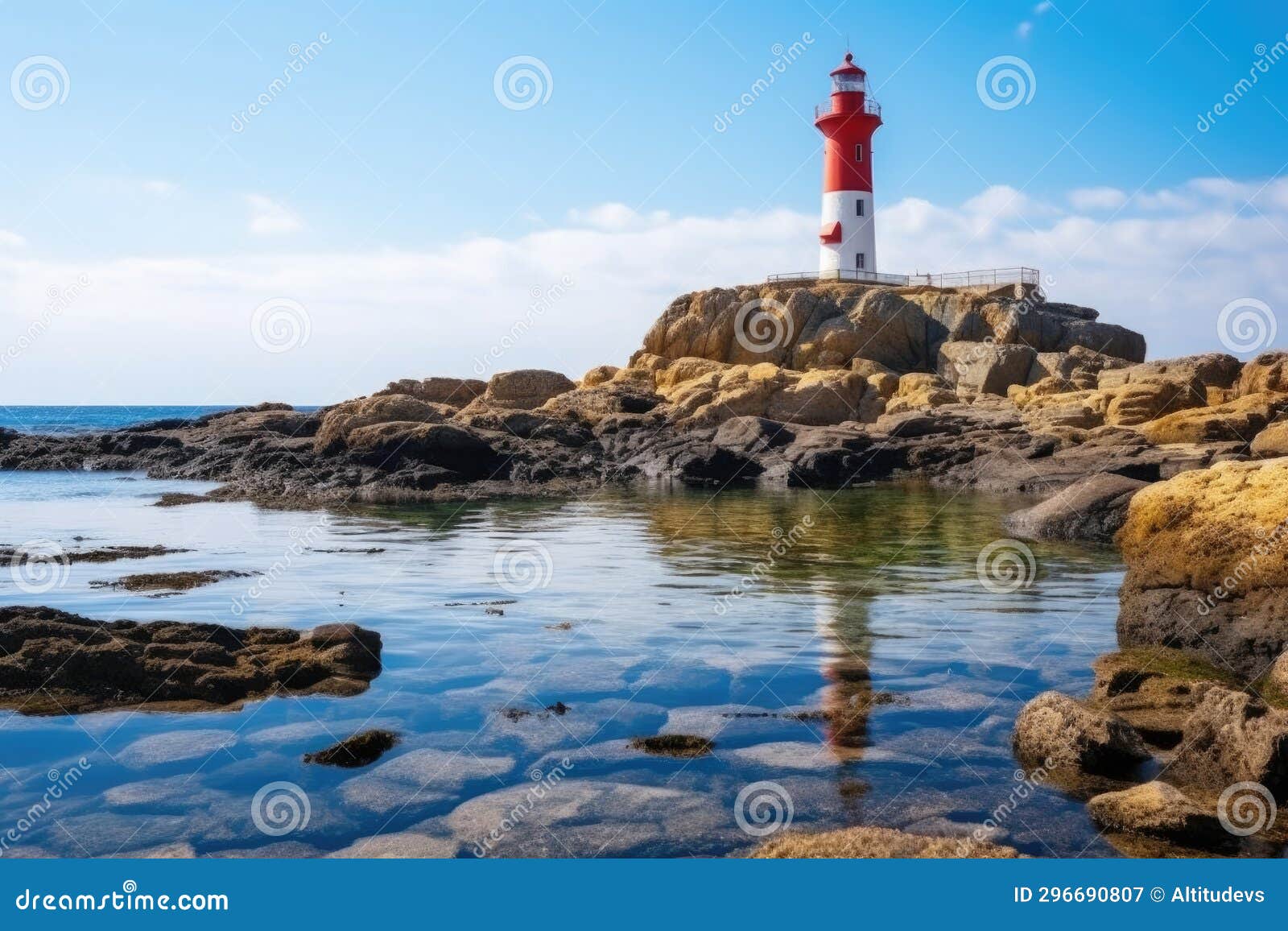 A Unique Square-shaped Lighthouse by the Sea Stock Image - Image of ...
