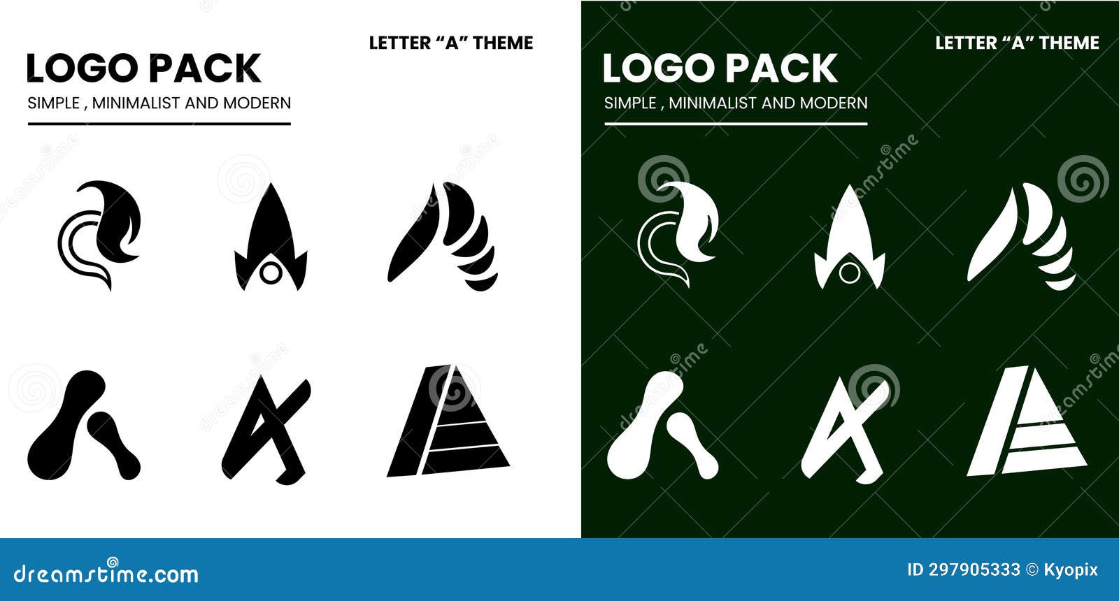 Unique and Stand Out Logo Pack Letter a Theme Stock Illustration ...