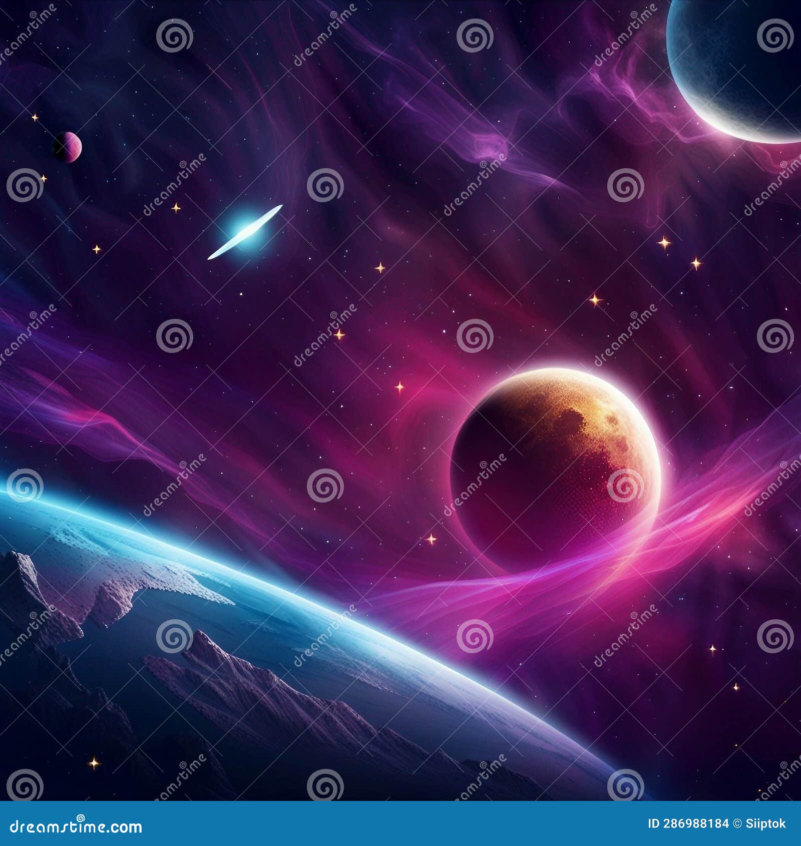 Star Planet Galaxy Outer Space Illustration Background Stock ...