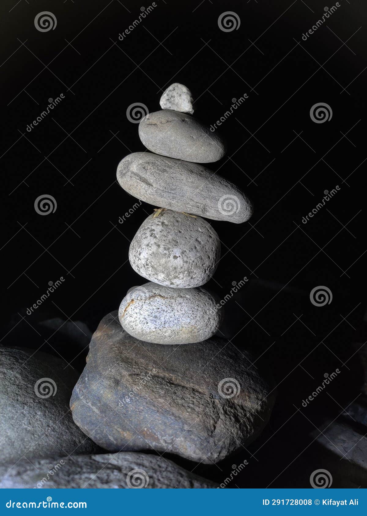 Unique Stones Make a Tower Night Mood. Stock Photo - Image of night ...
