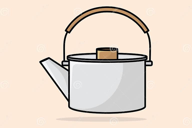 Unique Style Kettle Vector Illustration. Kitchen Interior Object Icon ...