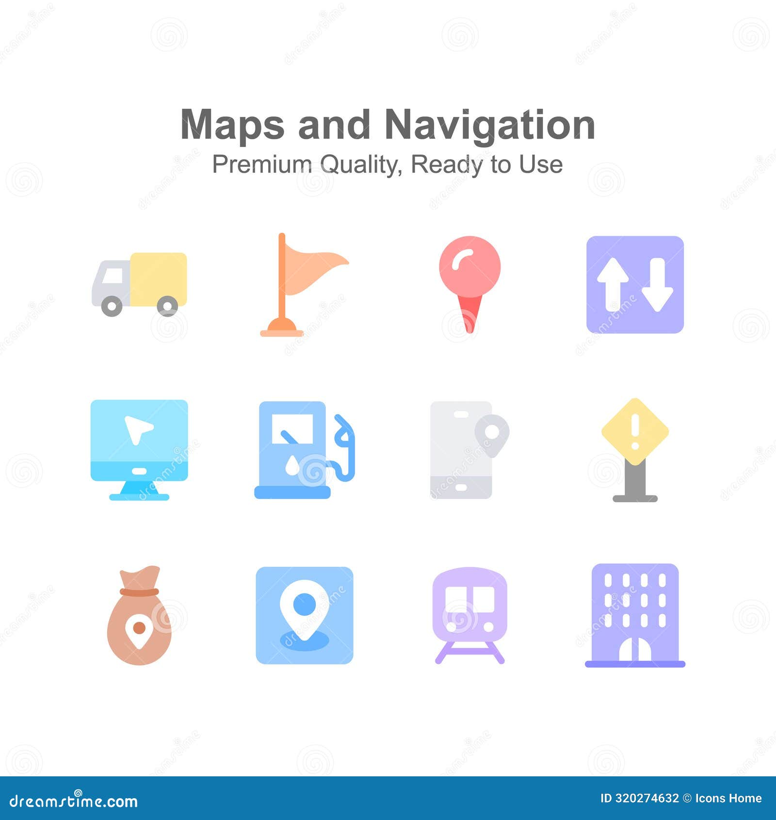 Unique Style Maps and Navigation Icons Set Editable Design Stock Vector ...