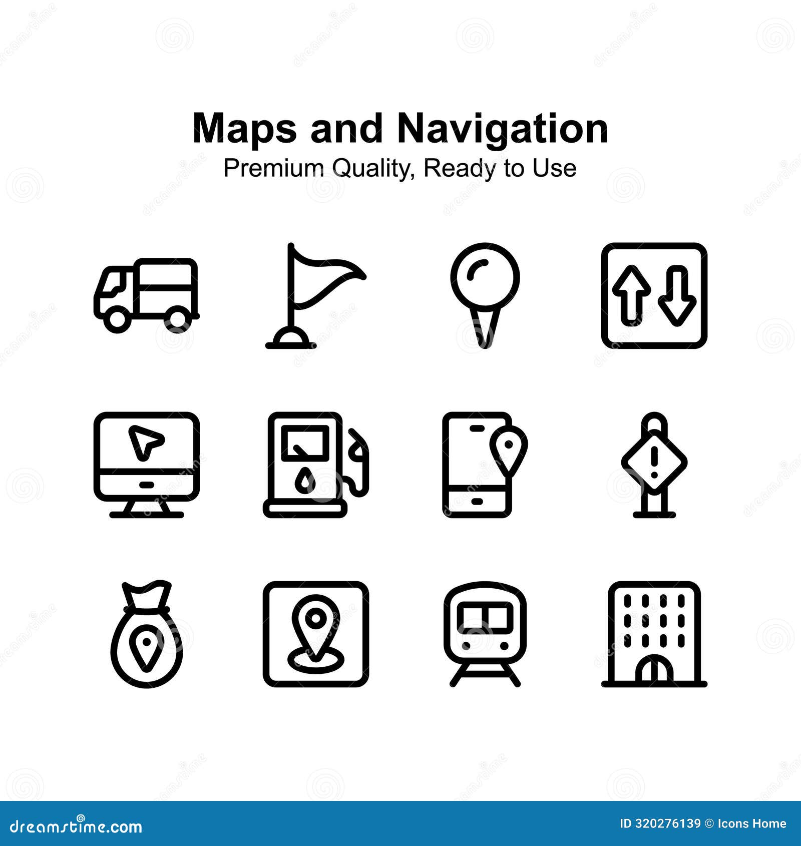 Unique Style Maps and Navigation Icons Set Editable Design Stock Vector ...