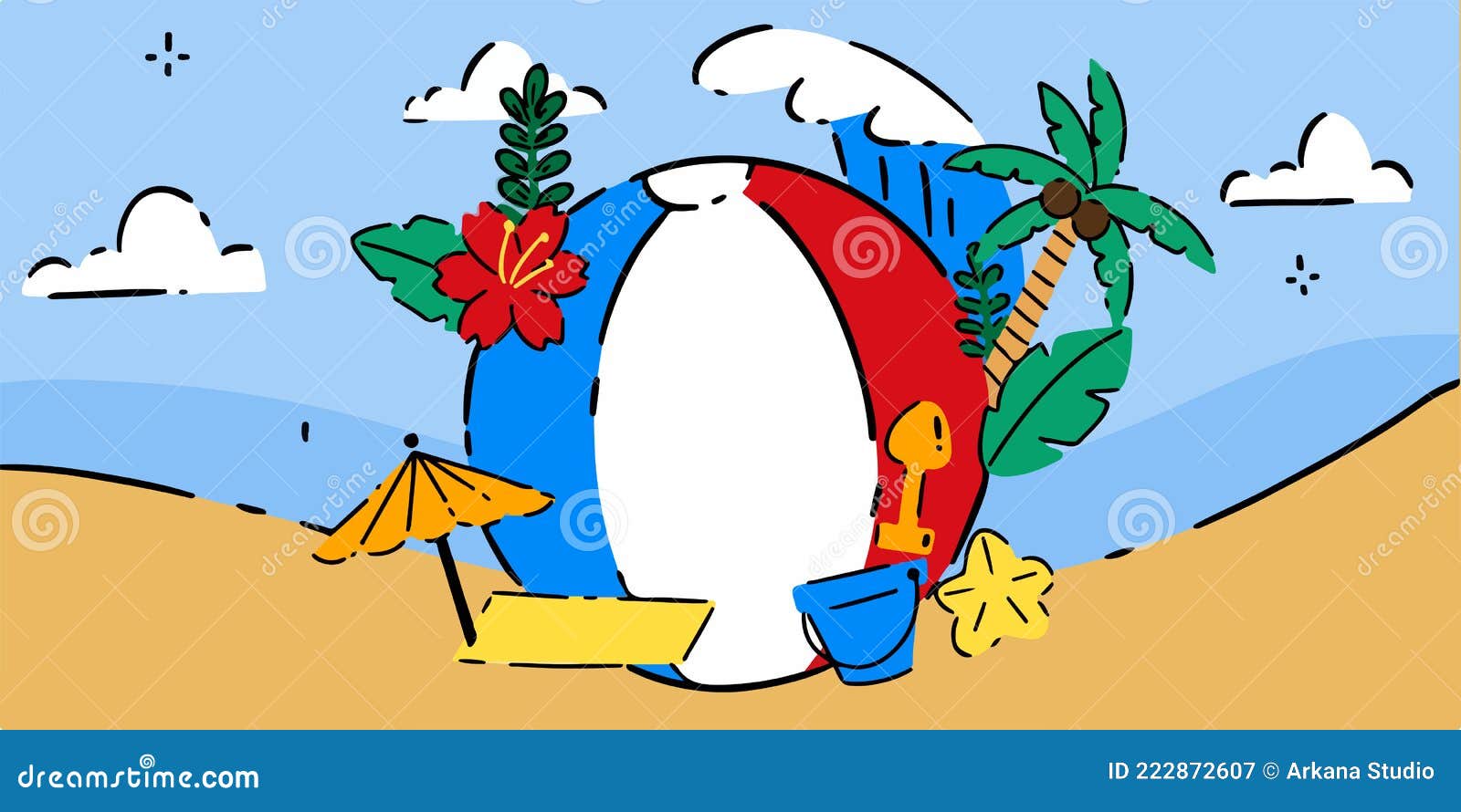 Unique Summer Themed Doodle Illustration Stock Vector - Illustration of ...