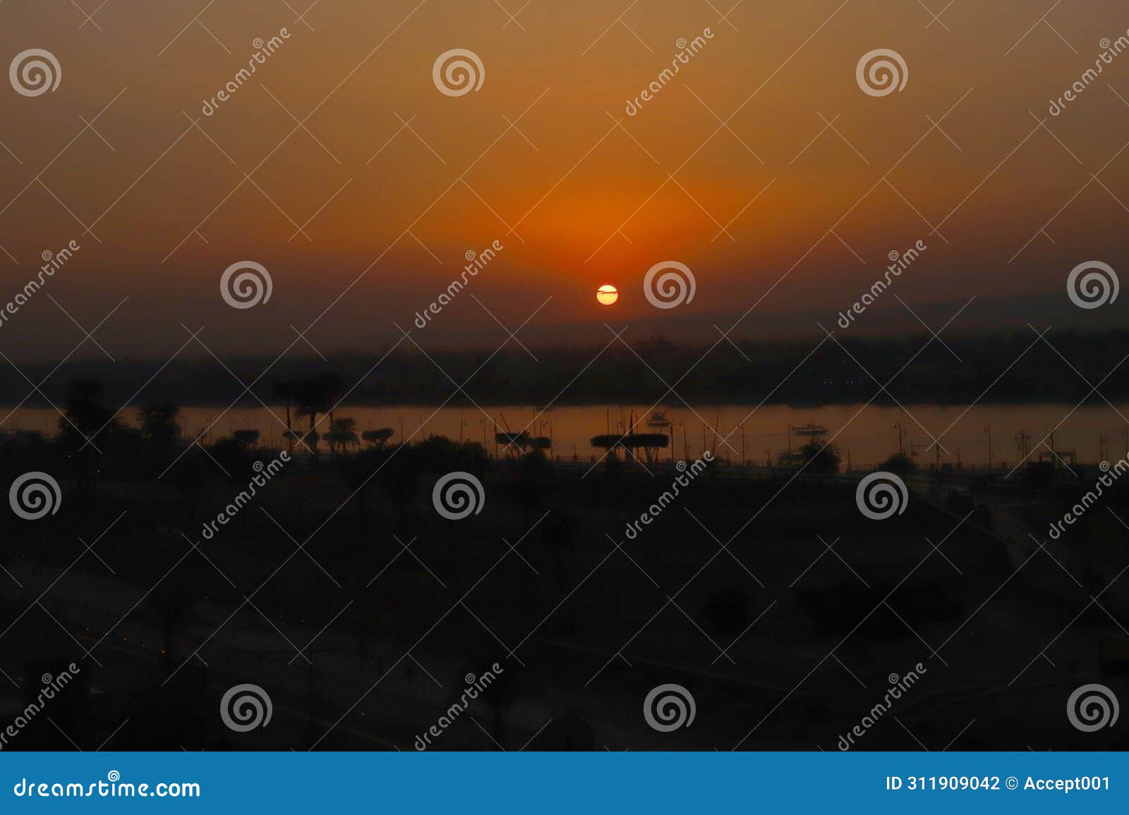 Unique Sunset at Luxor Aswan Egypt. Beautiful Sunset Over the Nile ...