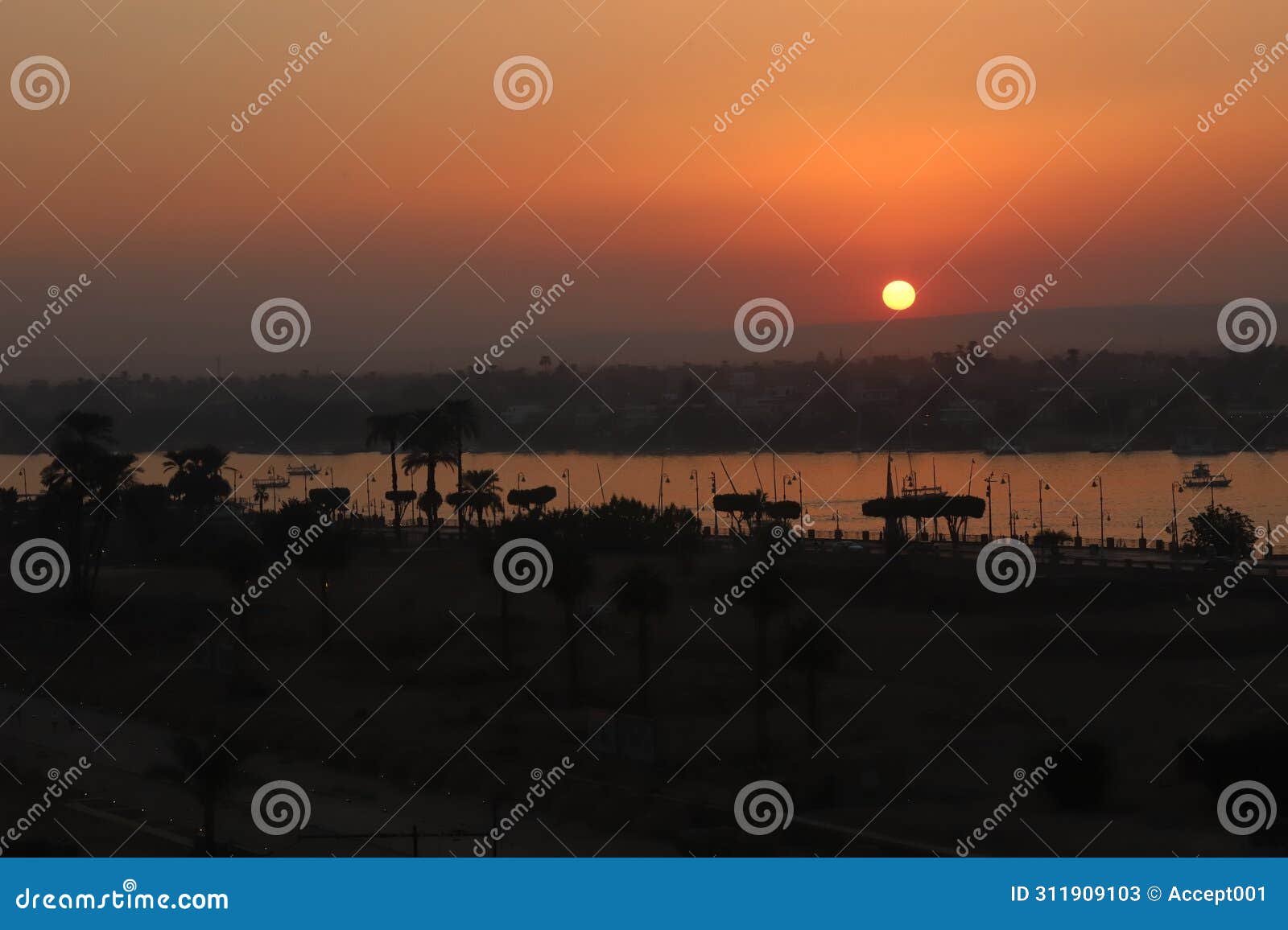 Unique Sunset at Luxor Aswan Egypt. Beautiful Sunset Over the Nile ...