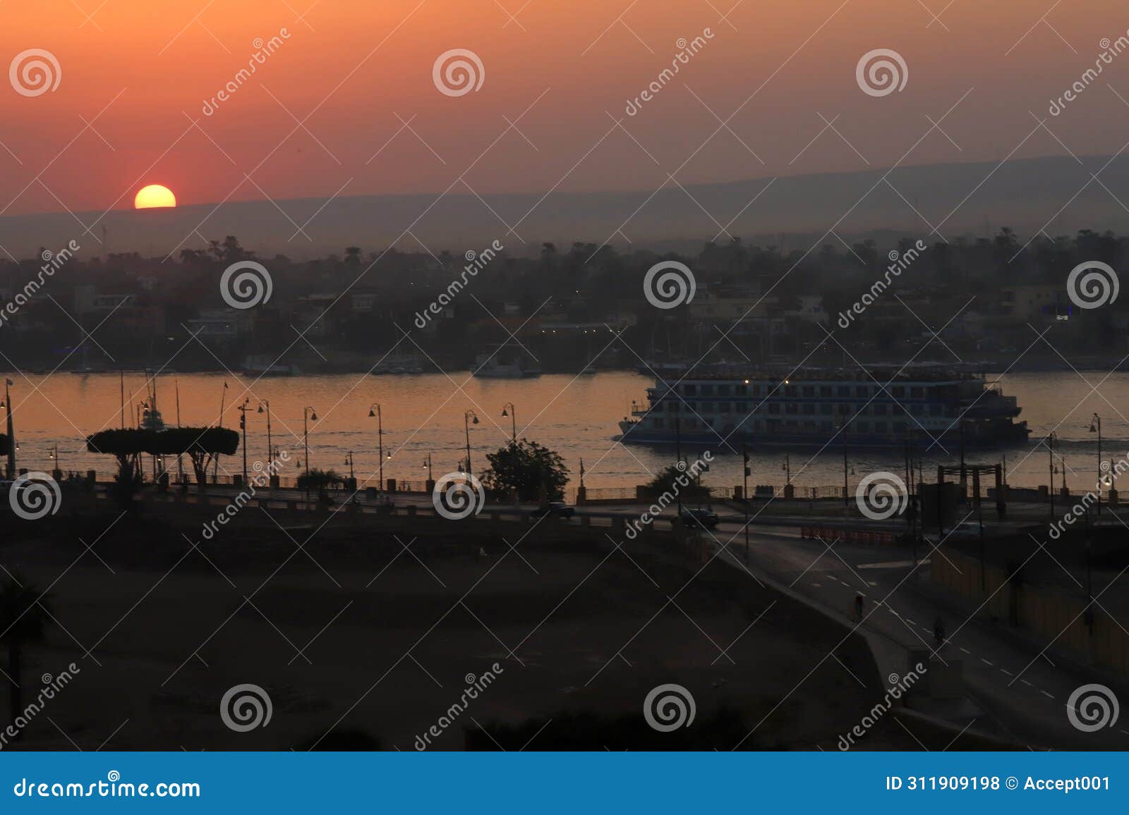 Unique Sunset at Luxor Aswan Egypt. Beautiful Sunset Over the Nile ...