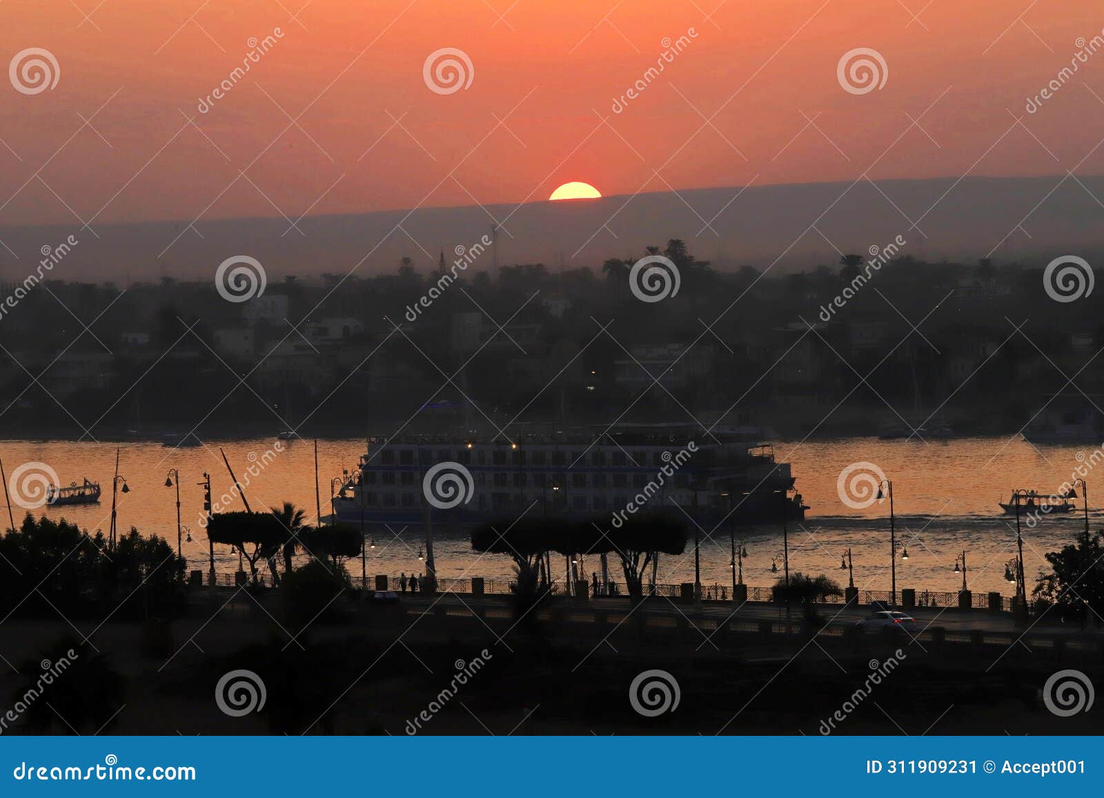 Unique Sunset at Luxor Aswan Egypt. Beautiful Sunset Over the Nile ...
