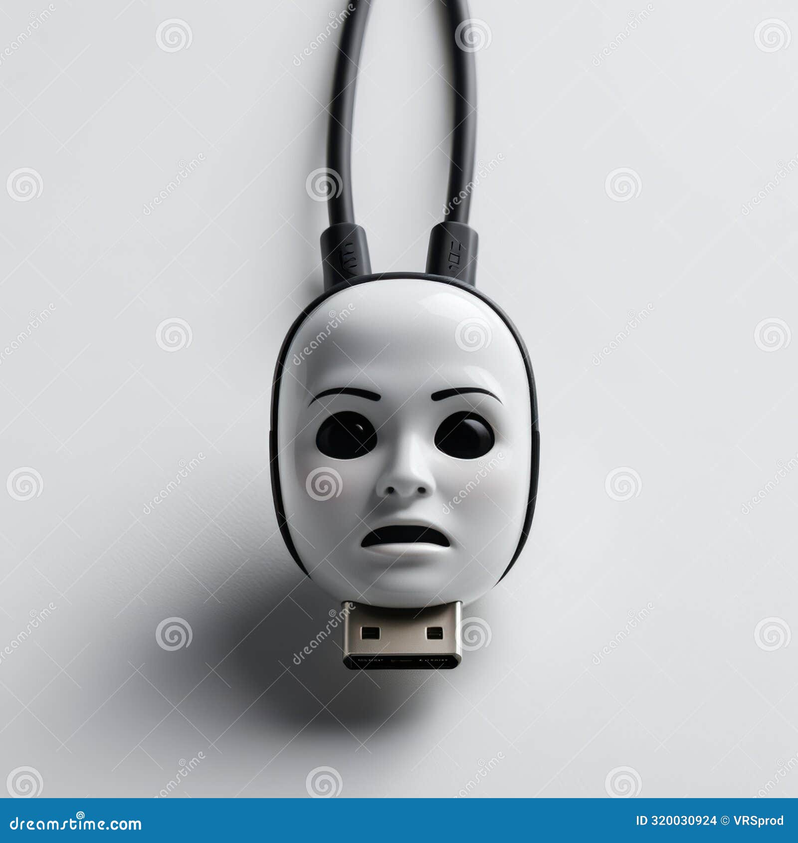 USB Cable with Human Face Connector Stock Photo - Image of surreal ...