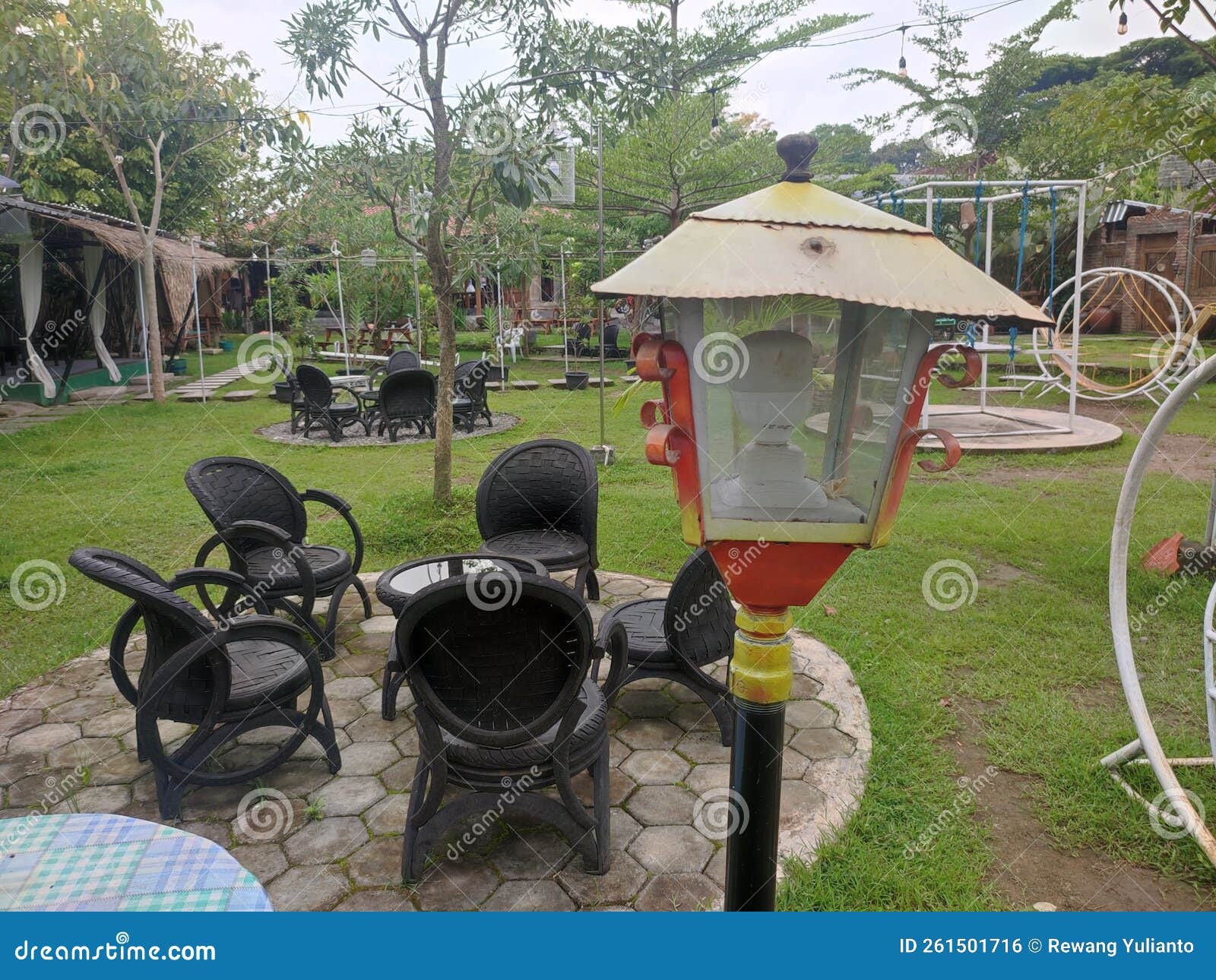 Unique Table Chairs from Rubber Tires for Outdoor Stock Photo - Image ...