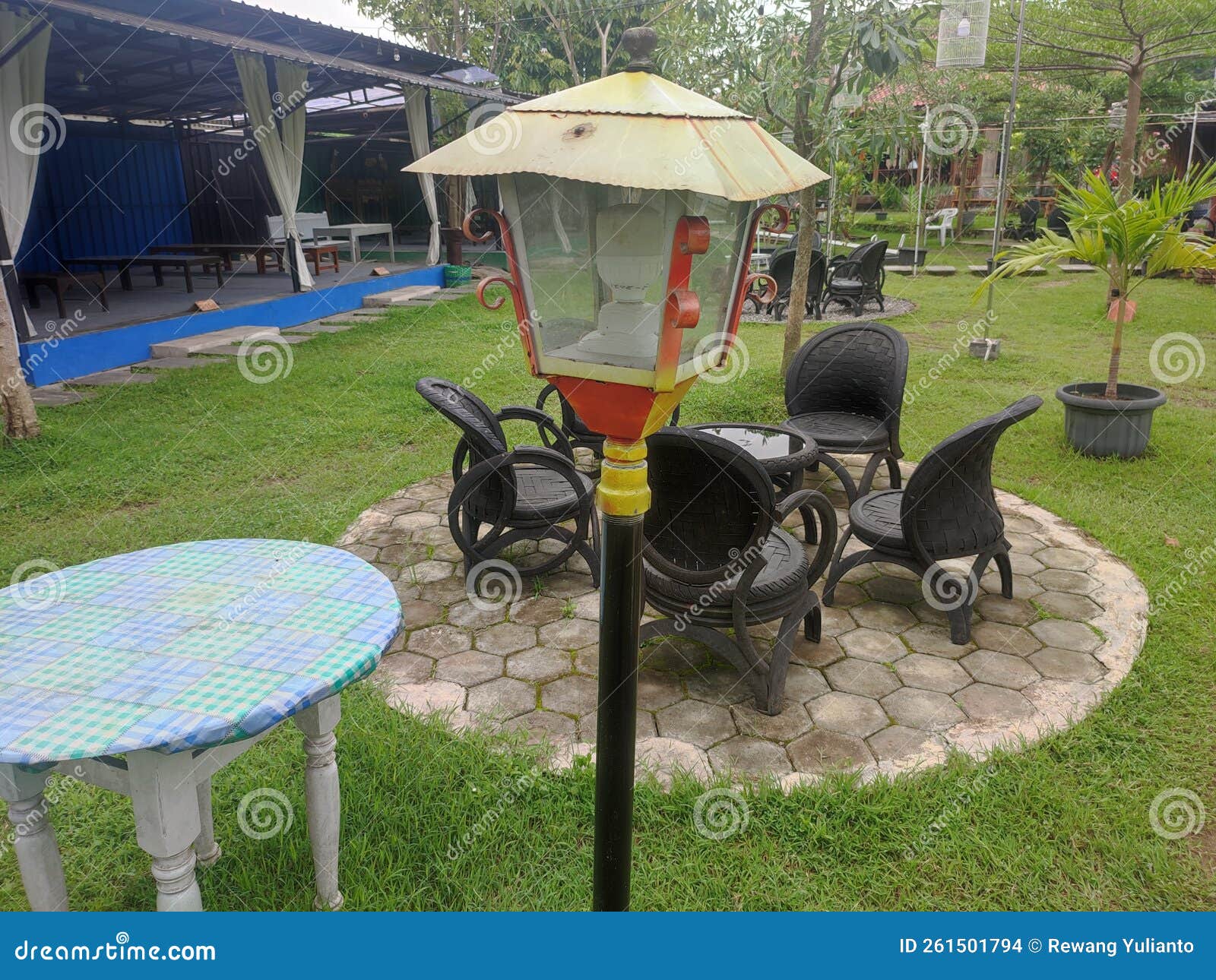 Unique Table Chairs from Rubber Tires for Outdoor Stock Photo - Image ...