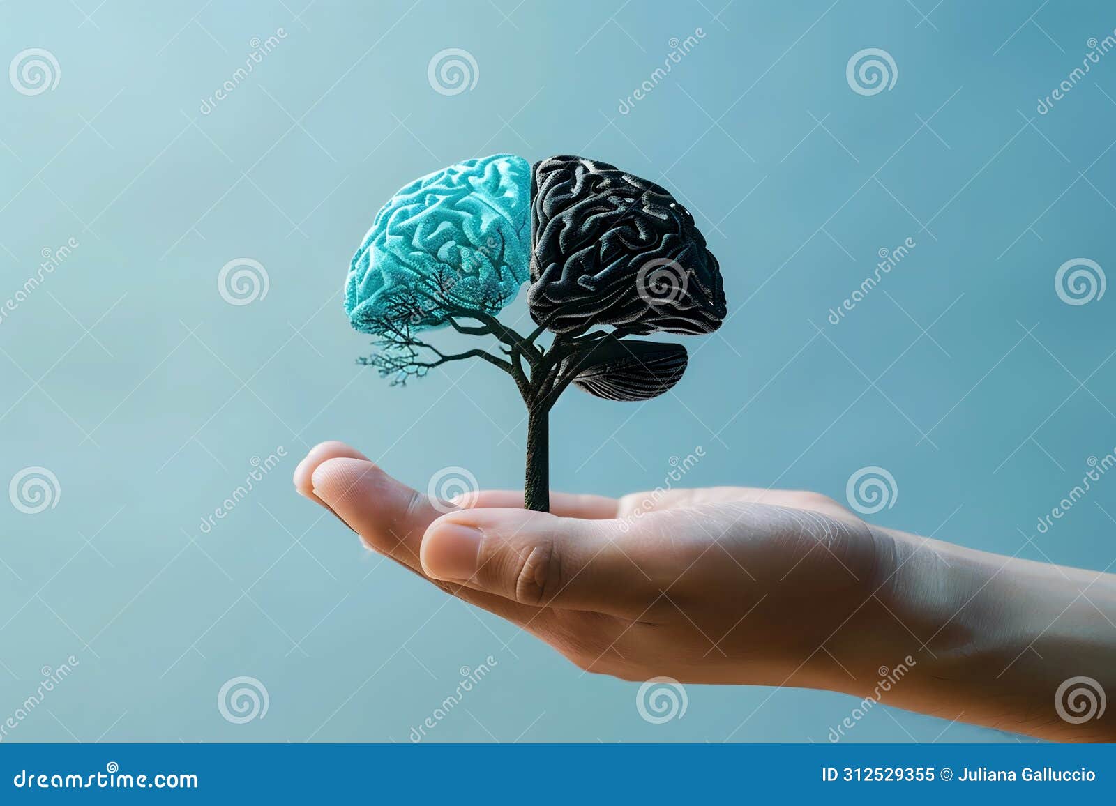Tree with Brain Half Symbolizing Creative Thinking Stock Image - Image ...