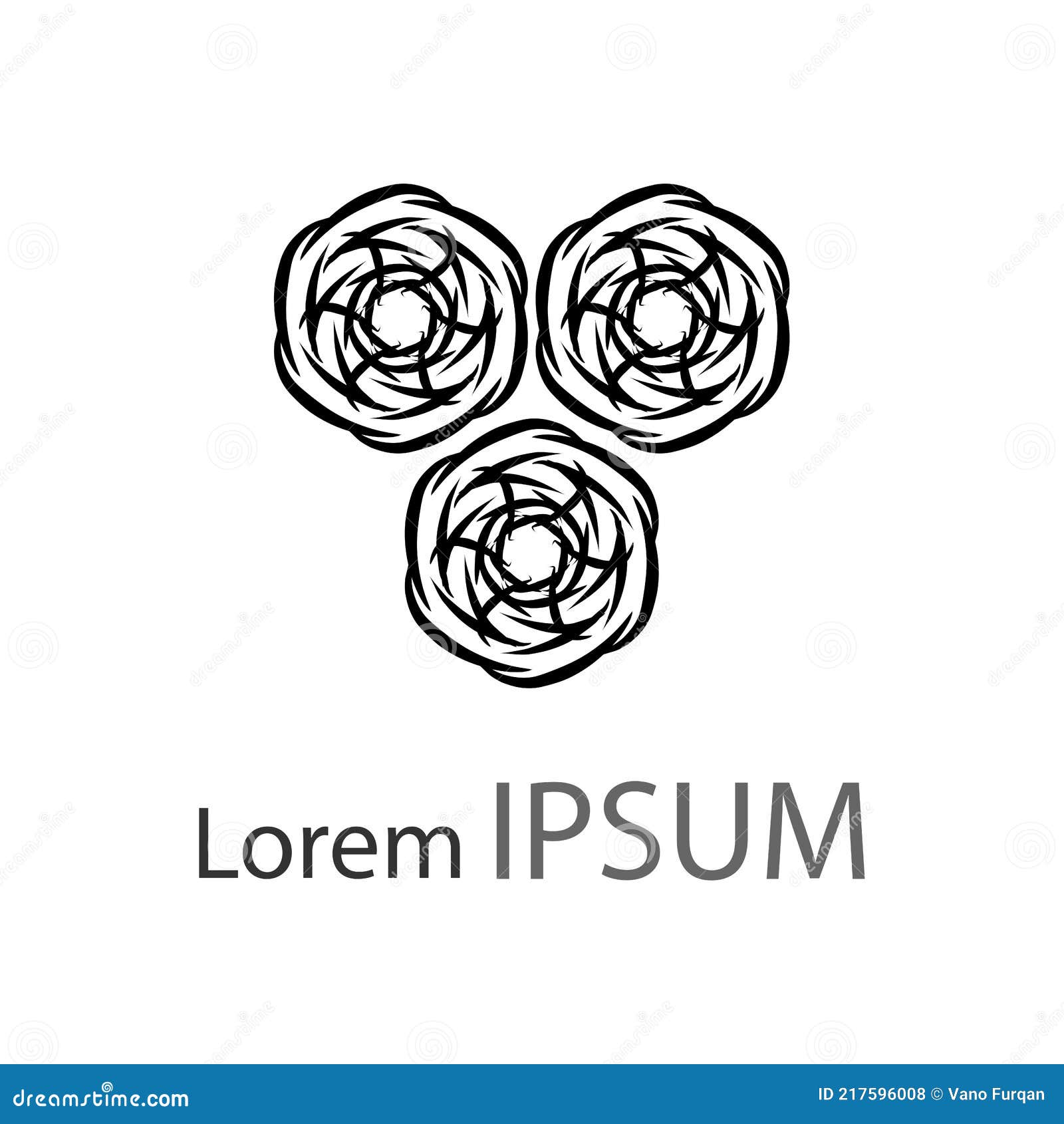 Unique Three Spiral Object Logo Design Isolated on White Stock Vector ...