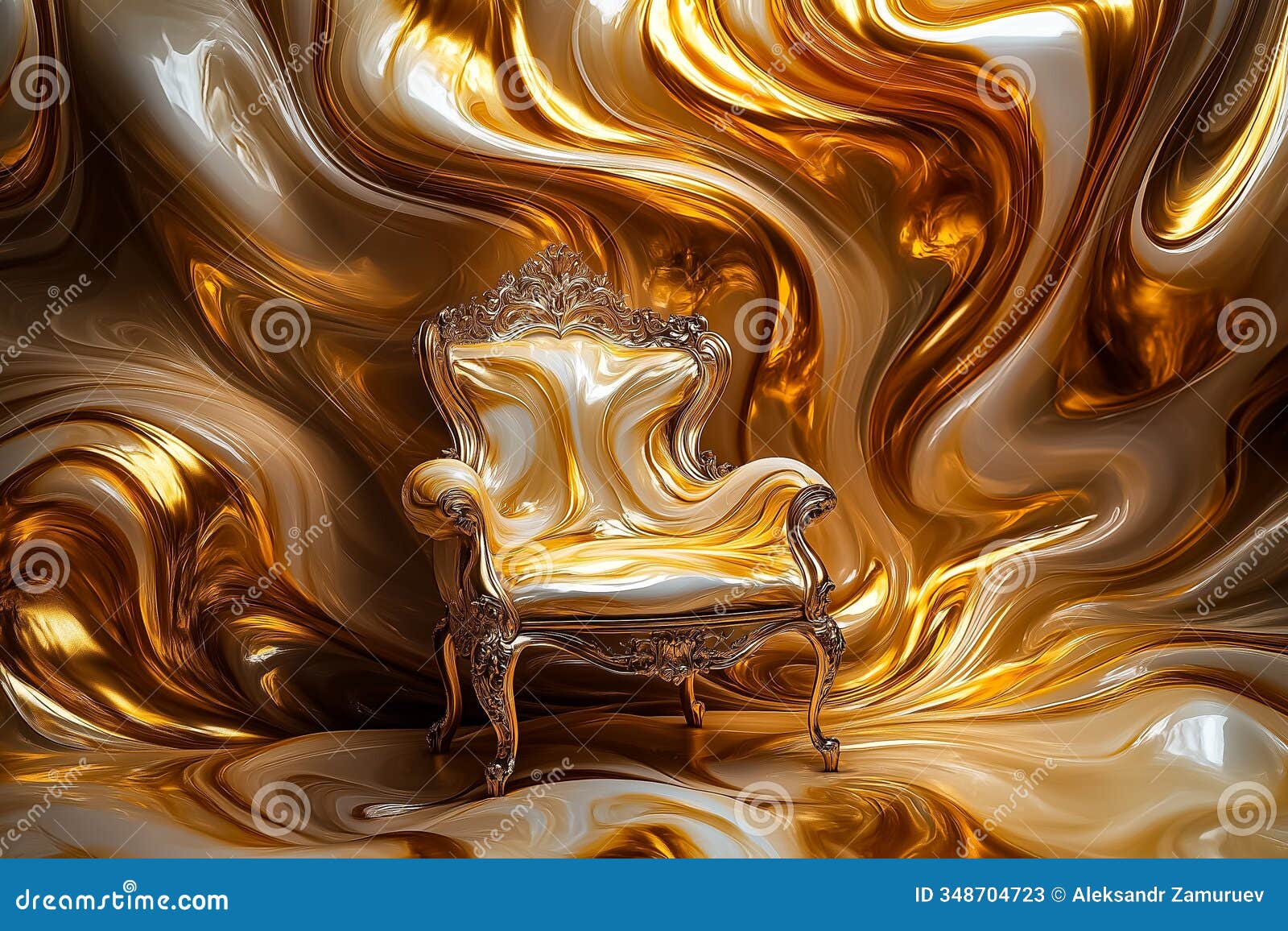 A Unique Throne Design Features Golden Textures Swirling in an Abstract ...